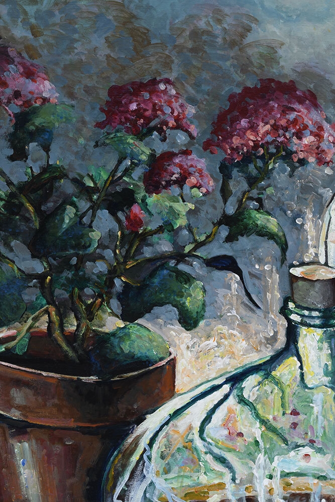 William Leon Stacks | Still Life with Geraniums (1986) | MutualArt
