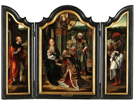 Pieter Elder | TRIPTYCH WITH ADORATION OF THE KINGS IN BETHLEHEM | MutualArt