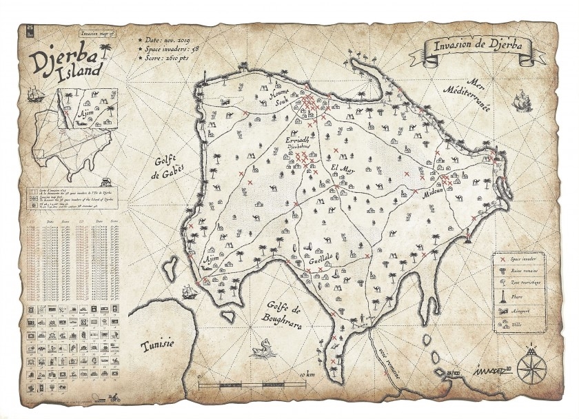 Space Invader | Invasion Map of Djerba Island #25 (2020) | MutualArt