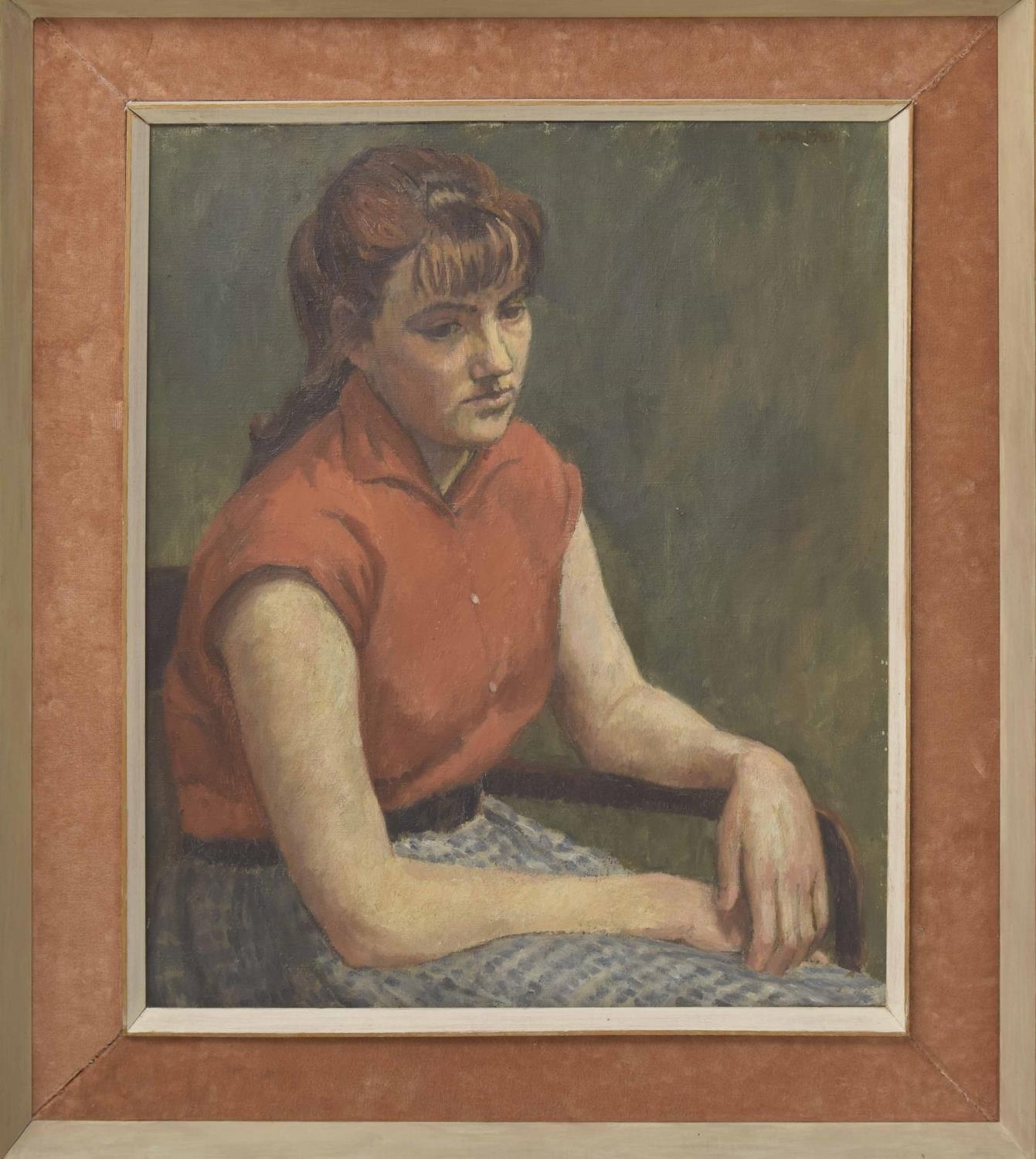 Rachel Ann le Bas | Portrait of a girl seated wearing a red short ...