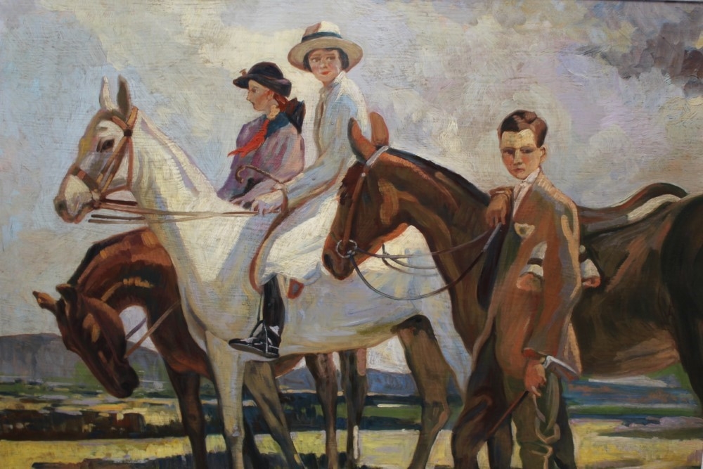 Frederic Whiting | 'Out Riding', a sketch depicting the children of Sir John Guthrie | MutualArt