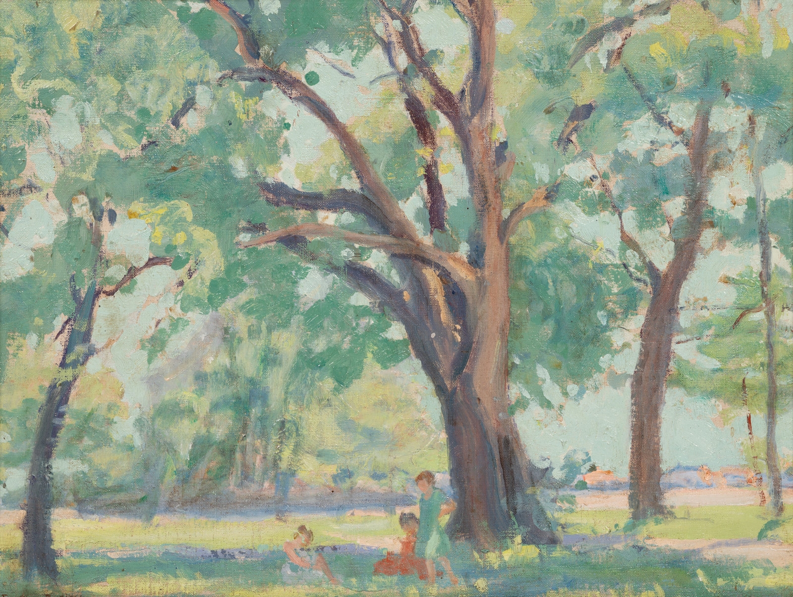 Dorothy Dudley | Three Figures Under Trees | MutualArt