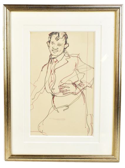 Robert Lenkiewicz | pencil and ink drawing of a gentleman | MutualArt