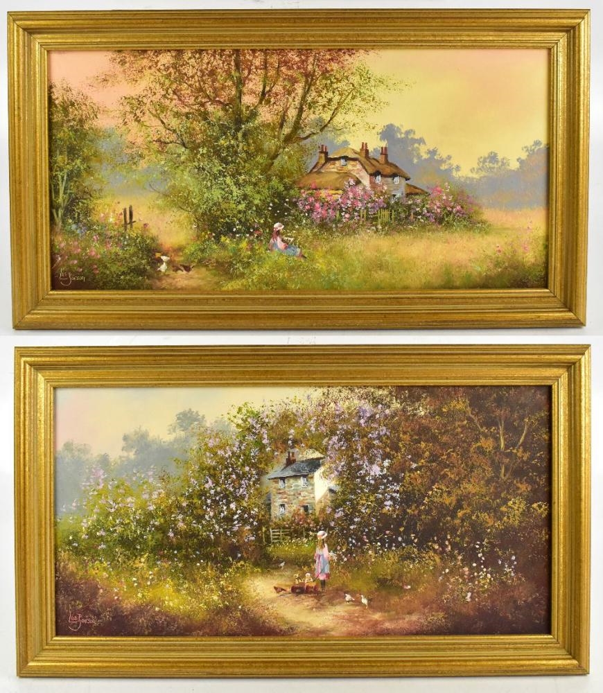 Les Parson | rural idylls with young girl before cottages | MutualArt