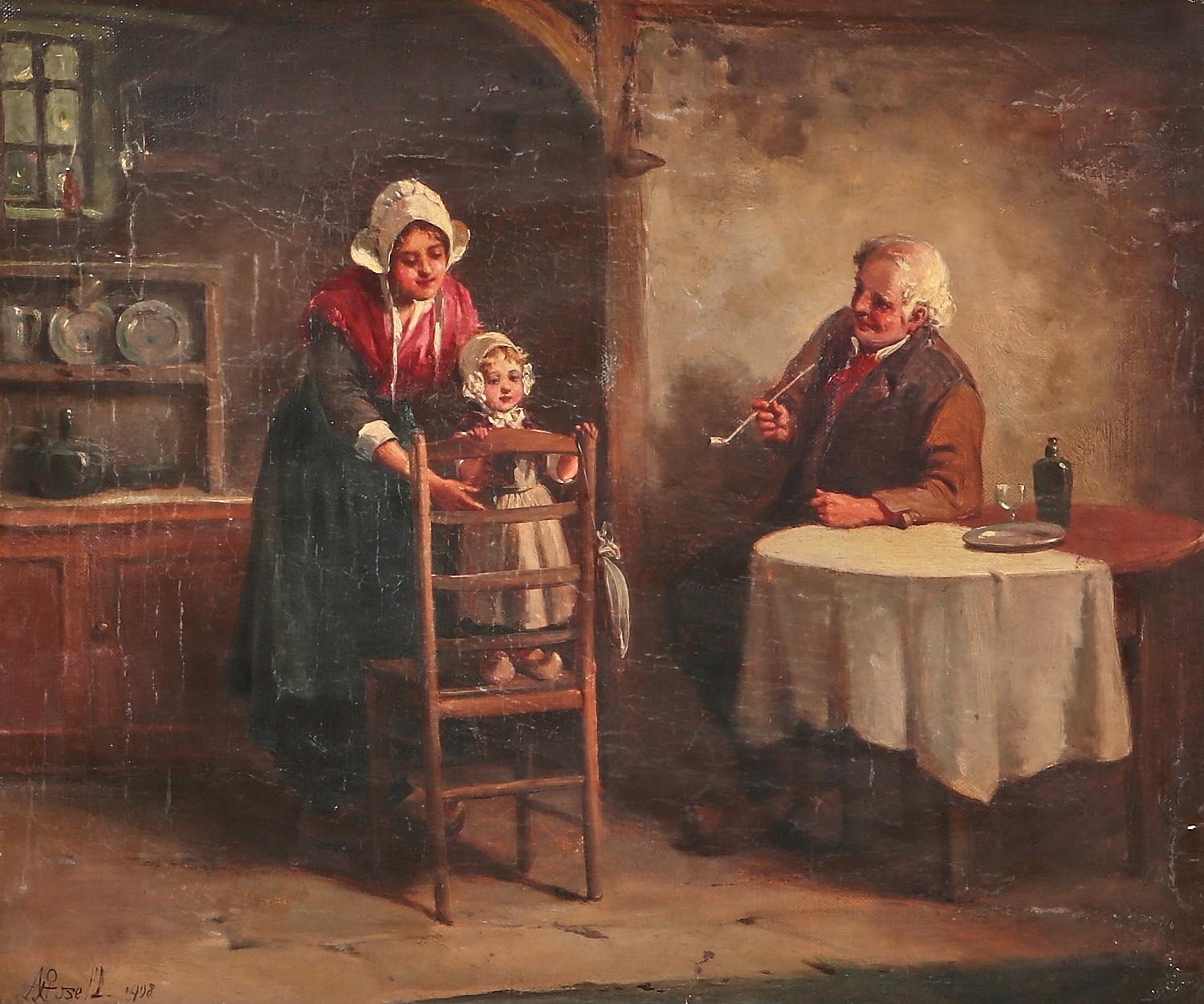Alexander Rosell | Dutch figures in a rustic interior (1908) | MutualArt