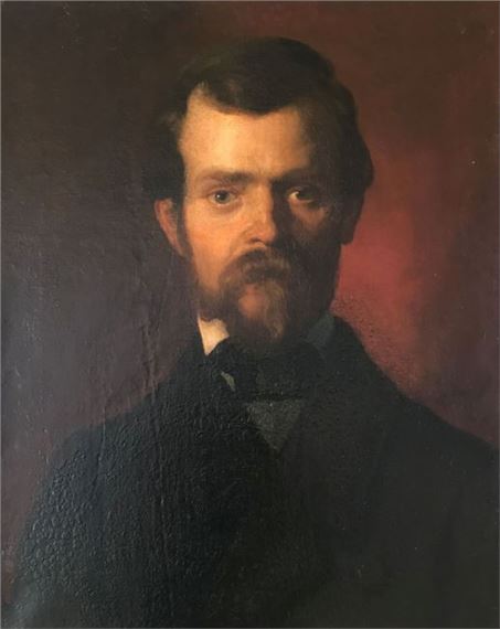 Carl Rahl | Portrait/Brustbild eines Herren mit Bart vor rötlichem ...