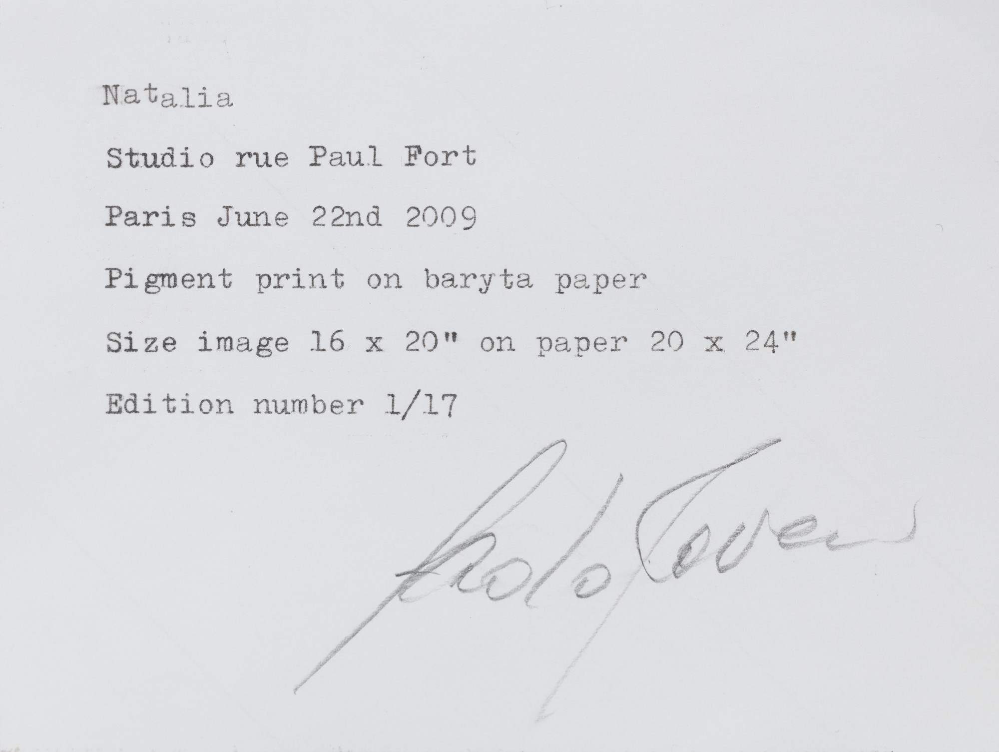 Paolo Roversi | Natalia, Studio Luce, rue Paul Fort (2009) | MutualArt