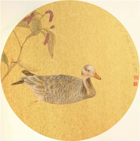 Jiang Hongwei | PERCHING BY THE PEACH BLOSSOMS (2014) | MutualArt