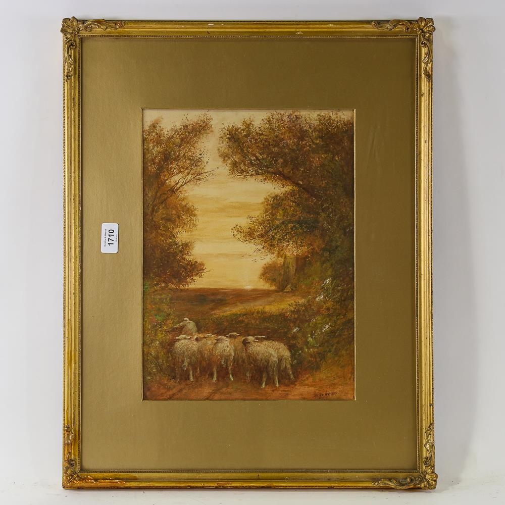 Frederick Hines | driving sheep at sunset | MutualArt