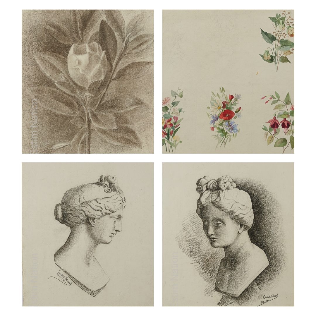 Victor Ménard | Set of fourteen sheets showing portraits, studies ...