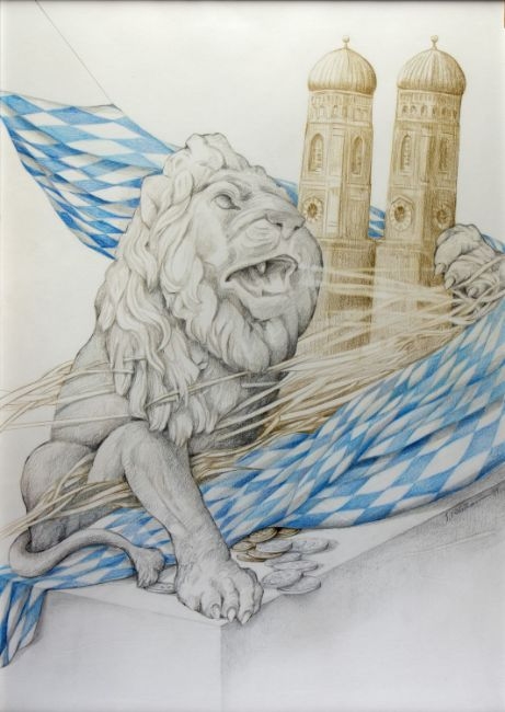 Siegfried Rischar | Der bayerische Löwe umarmt die Frauenkirche | MutualArt