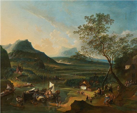 Robert Griffier | „River landscape (probably on the Rhine or the Mosel ...