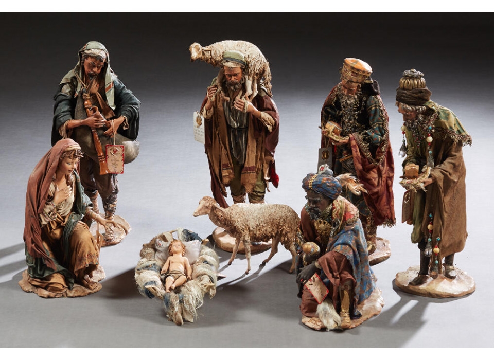Angela Tripi | Eight Terracotta and Cloth Nativity Figures | MutualArt