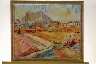 Hans Breinlinger | view over fields to a village | MutualArt