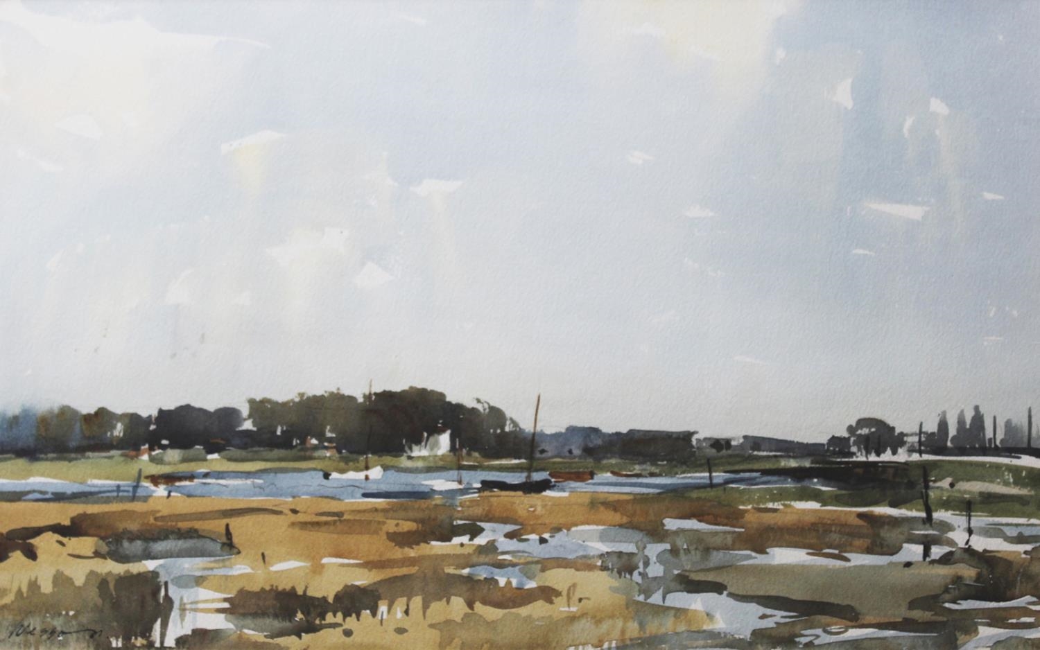 Edward Wesson | SAILING BOATS ON AN ESTUARY; LAKE LANDSCAPE WITH ...