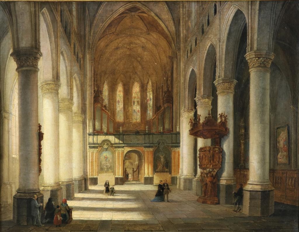 Johannes Bosboom | Church interior with figures | MutualArt