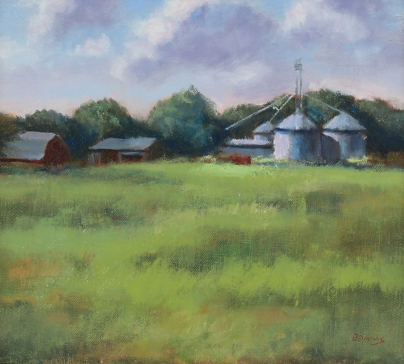 Jayne Bellows | Country Landscape with Barn and Silos (2015) | MutualArt