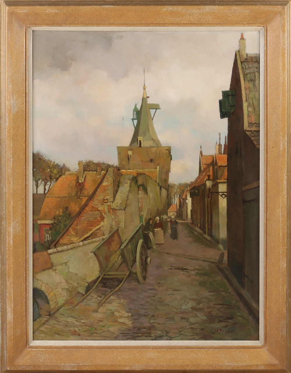 Willem Fekken | Hollandse dorpsstraat met figuren | MutualArt
