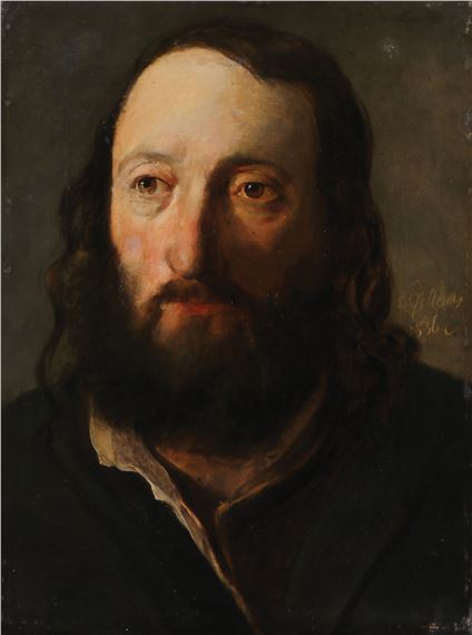 Eduard Ritter | Portrait of a Man with Long Hair and a Beard (1836 ...