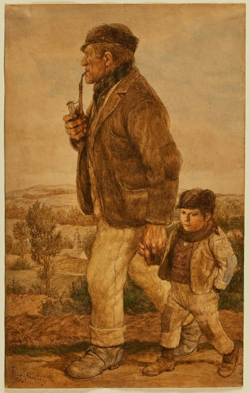 Wilhelm Adam Altheim | Spaziergang mit den Enkel (1906) | MutualArt