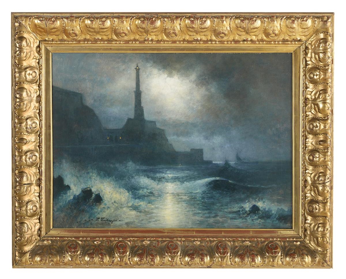 Karl Heilmayer | Stormy Evening with View of a Lighthouse | MutualArt