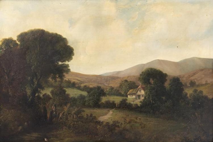 Thomas Barber | Portrait of two children with a house beyond, | MutualArt