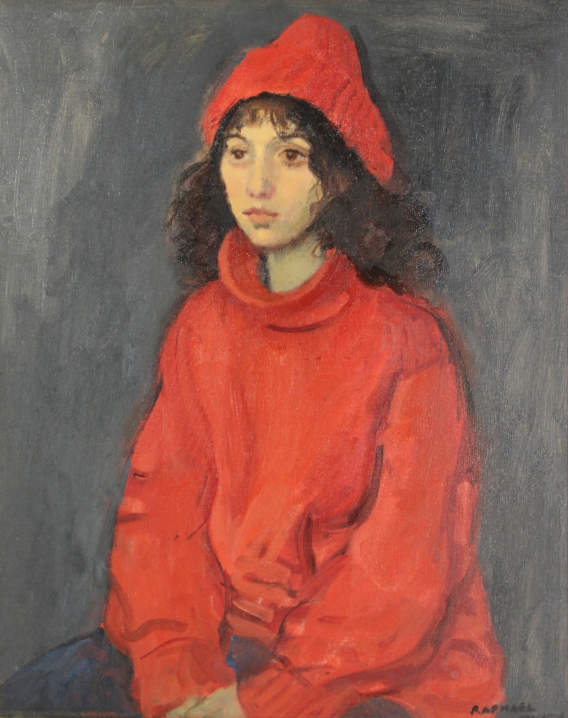 Raphael Soyer | Girl in Red (1970) | MutualArt