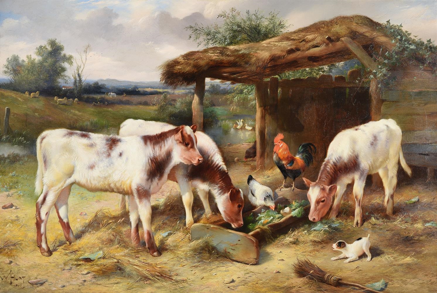 Walter Hunt | Calf by a stream (1906) | MutualArt