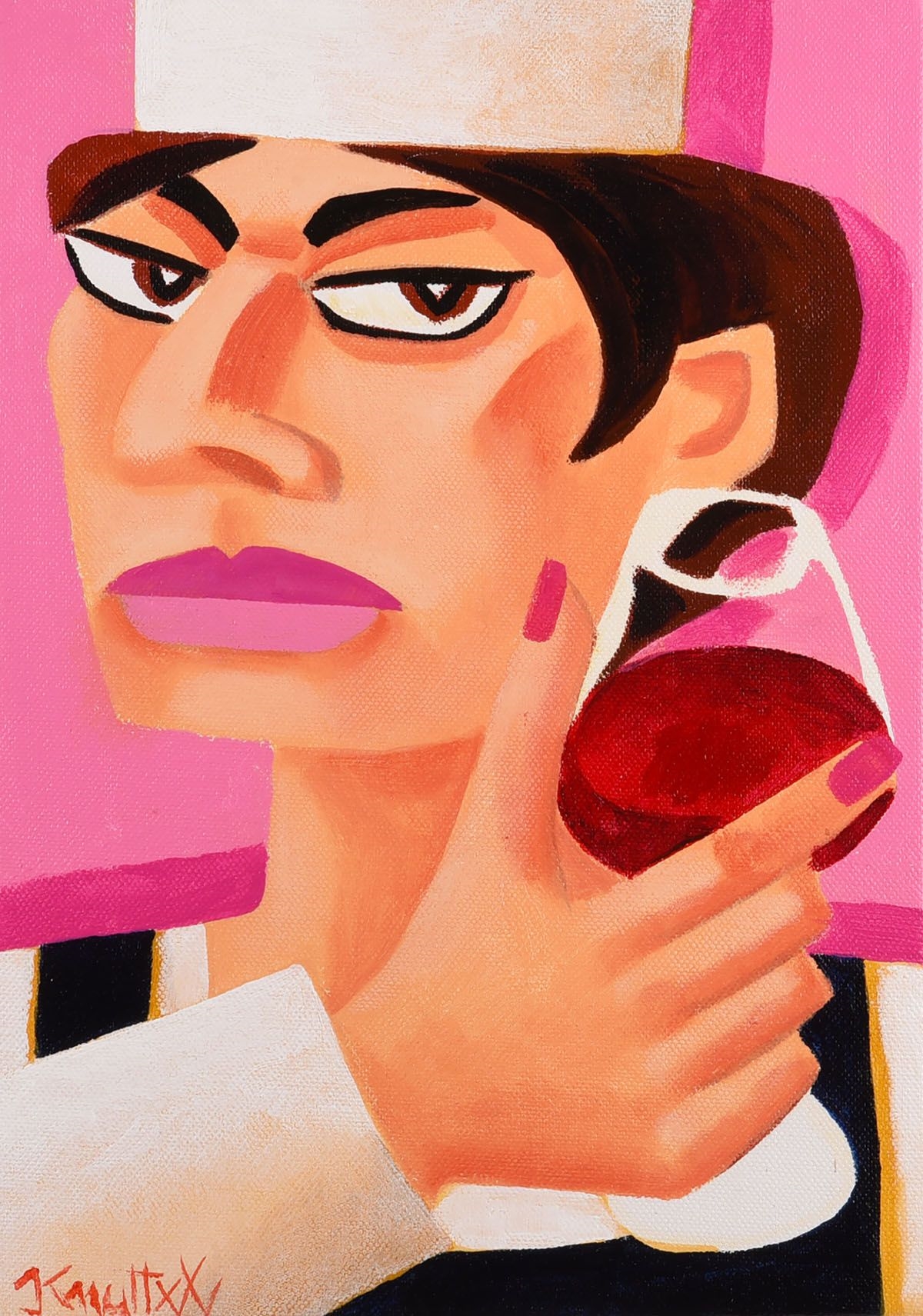 Graham Knuttel | GIRL CHEF WITH WINE | MutualArt