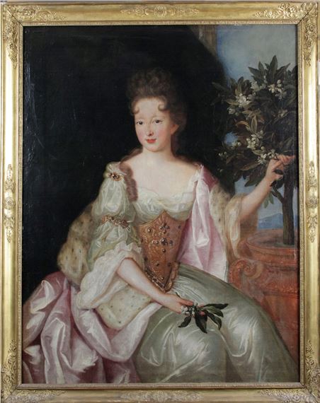 French School, 18th Century | Portrait of a princess picking flowers ...