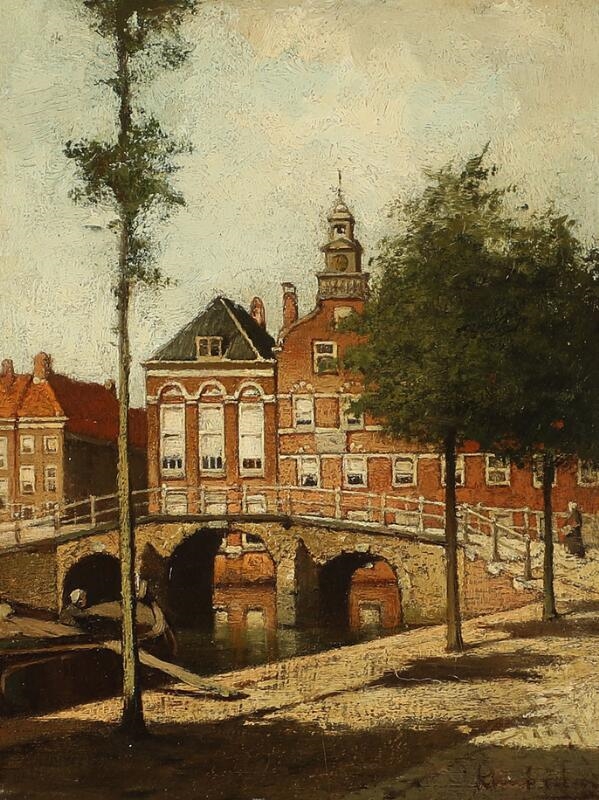 Johannes Christiaan Karel Klinkenberg | A view of the canals in Leyden ...