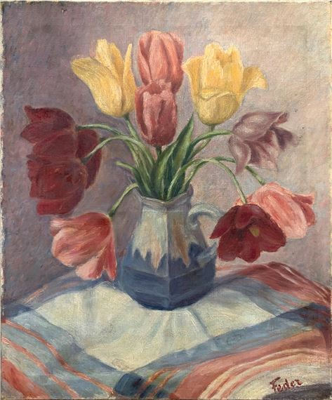 Adolphe Feder | Still-life with tulips | MutualArt