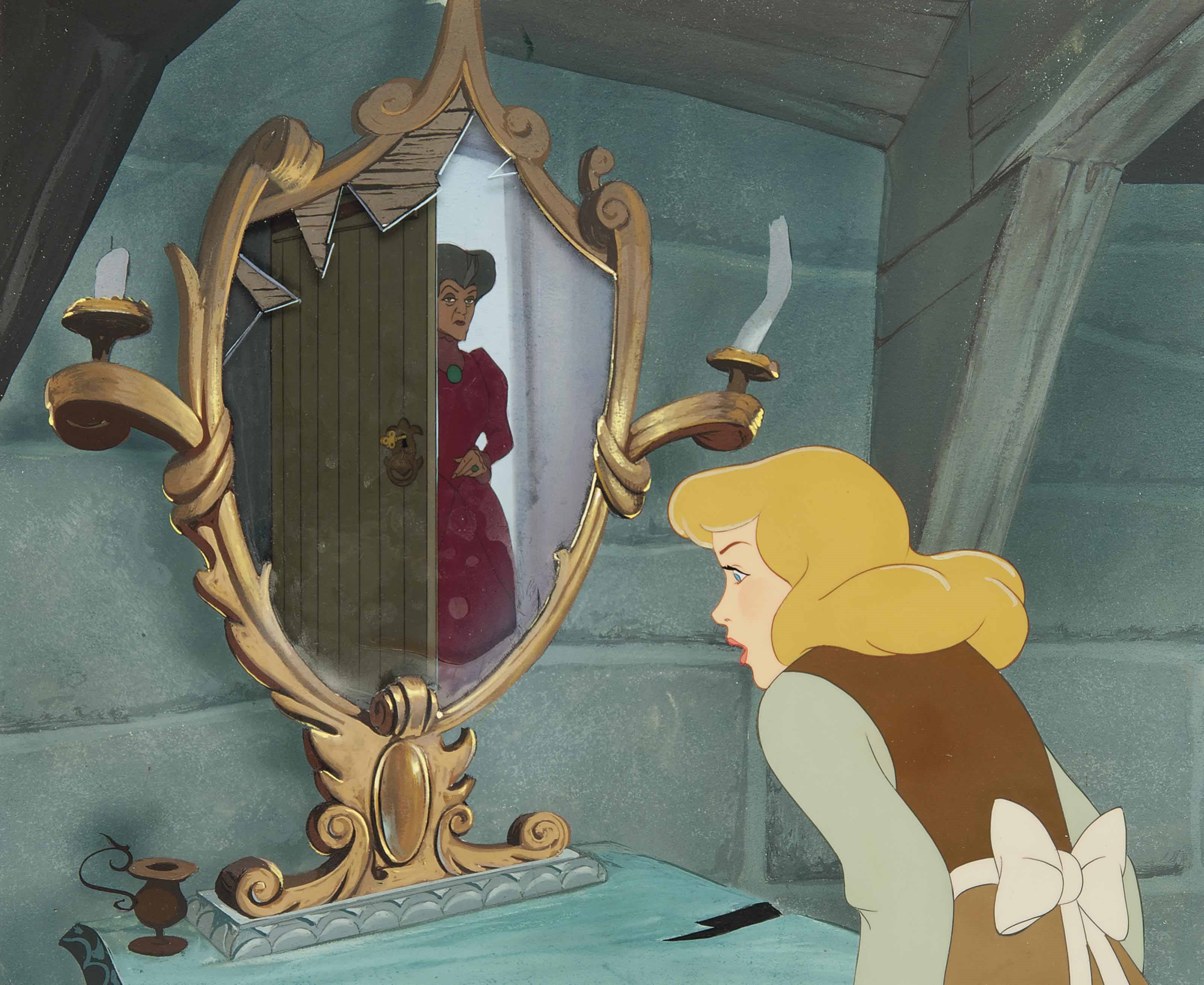 Walt Disney Studios | Cinderella at her bedroom mirror as Lady Tremaine ...