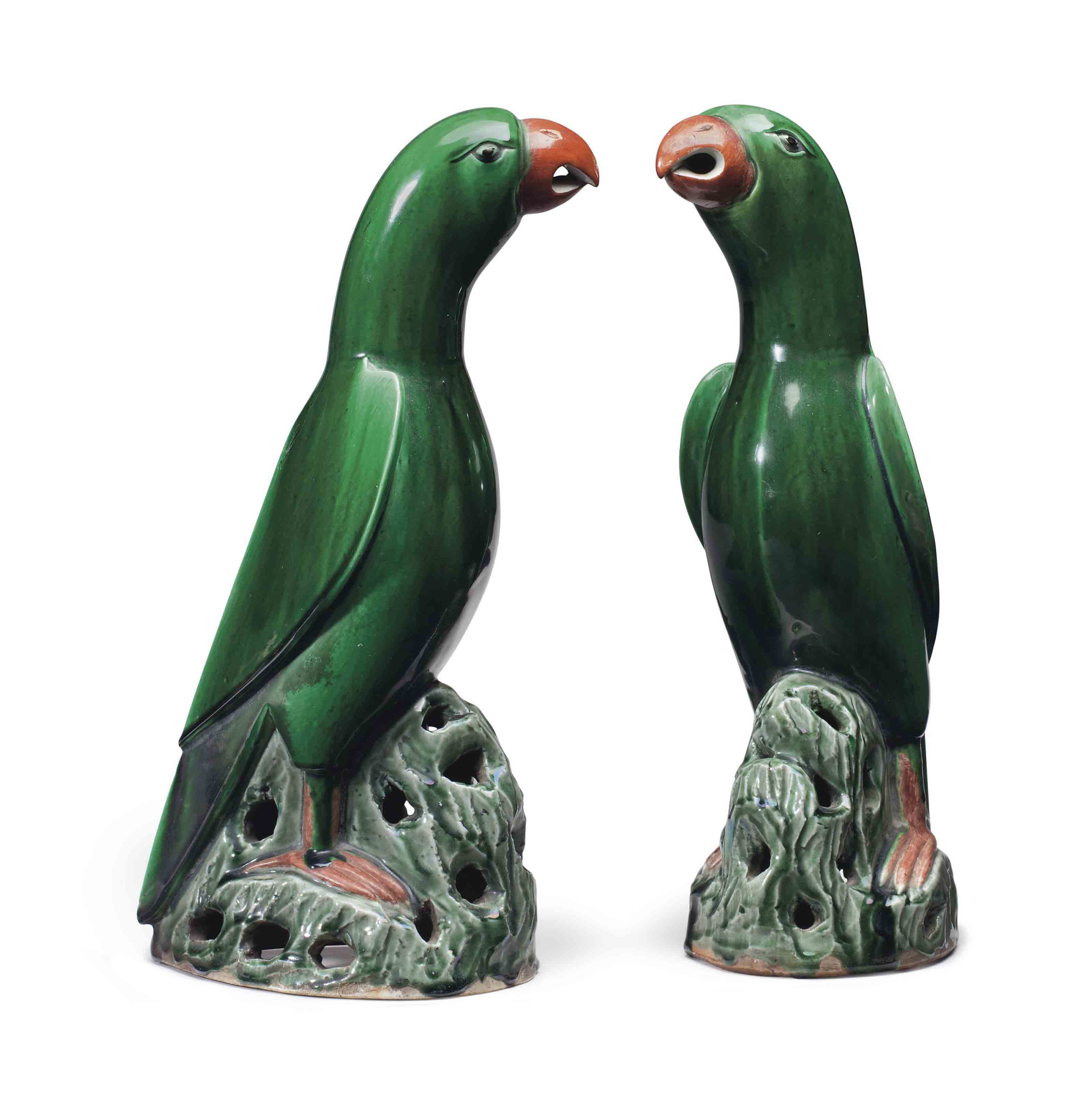 Chinese School, 19th Century | A LARGE PAIR OF CHINESE EXPORT GREEN ...