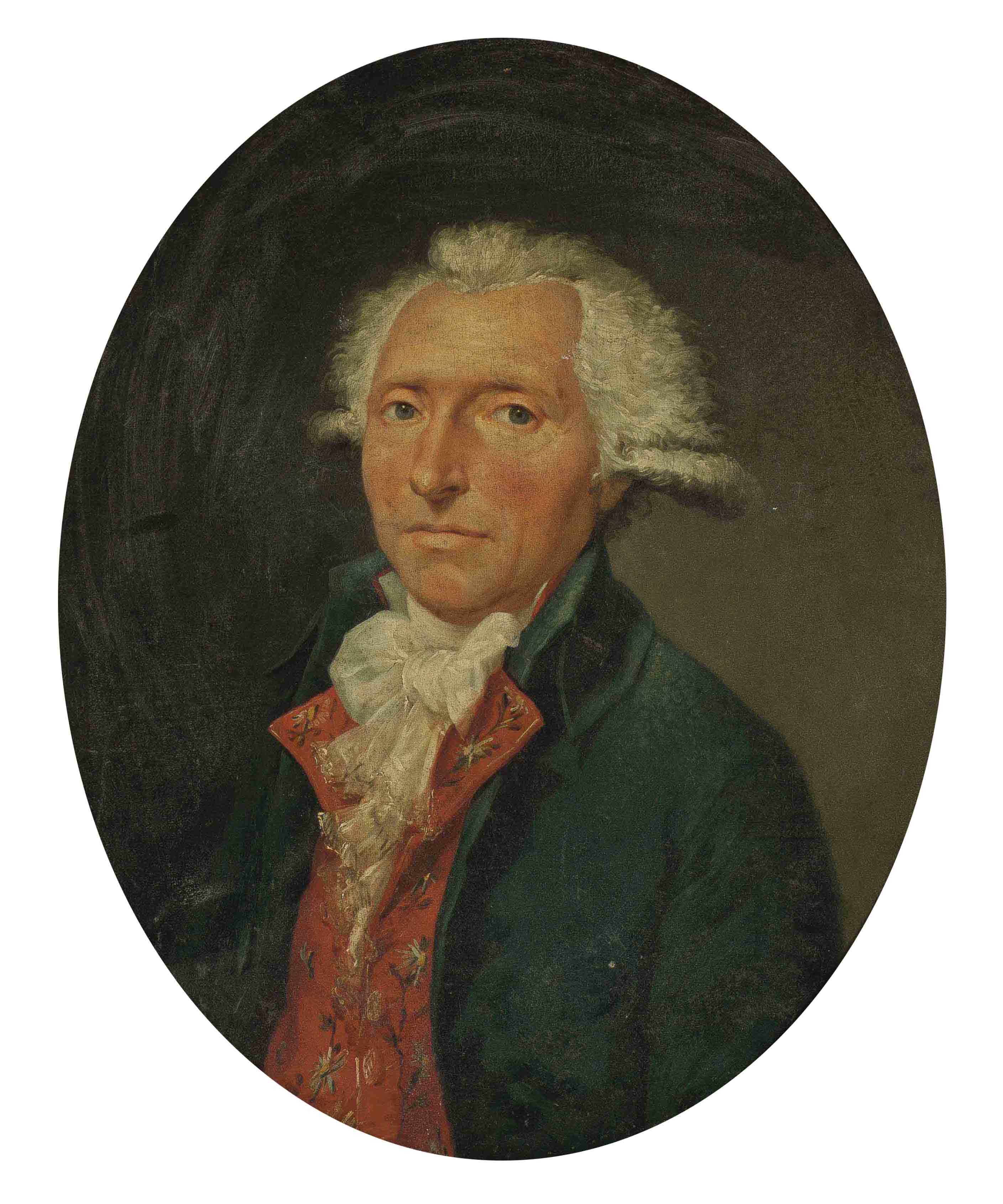 French School, 18th Century | Portrait d'homme au gilet fleuri | MutualArt