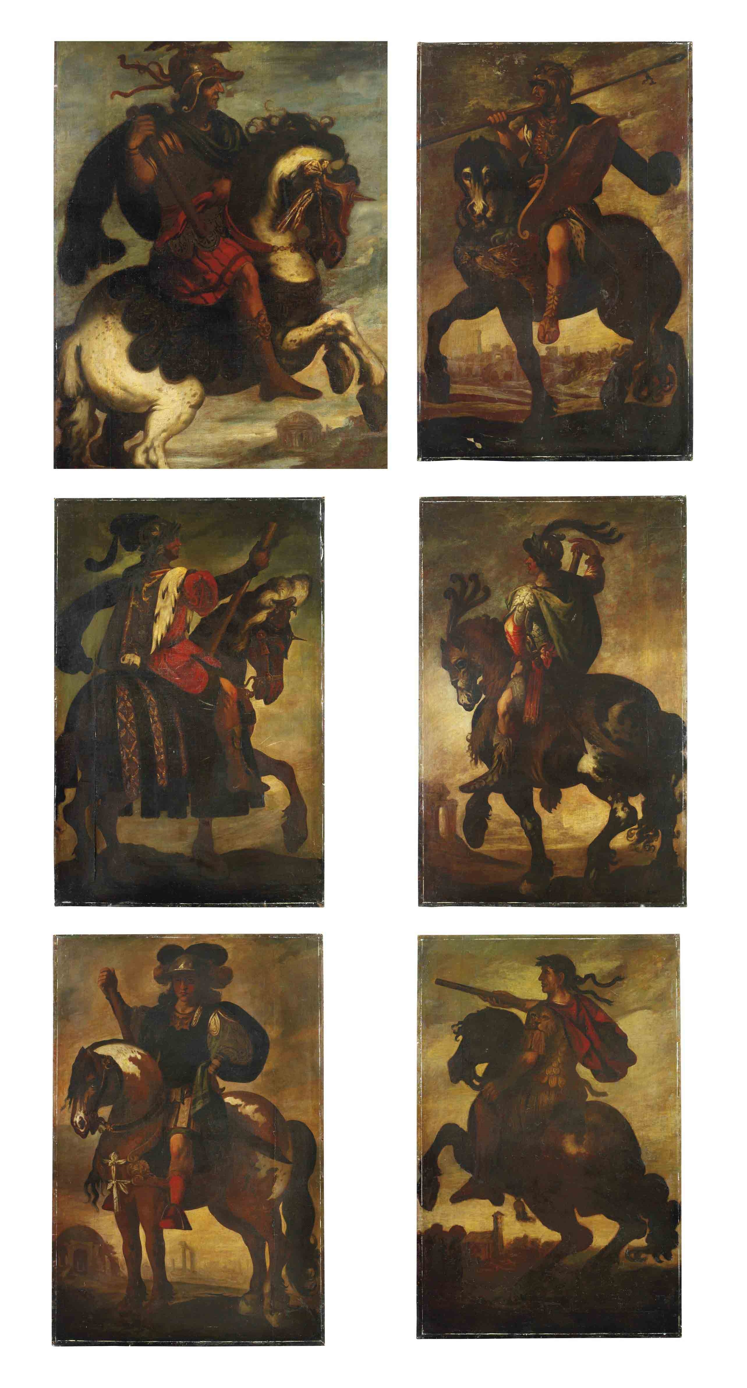Flemish School 17th Century | Six equestrian portraits of Roman ...