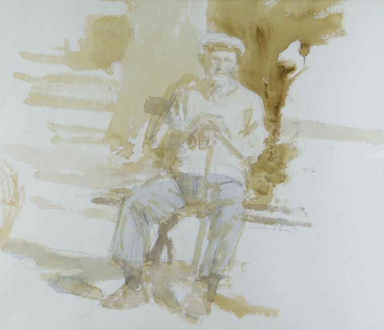 Gordon Stuart | Old gentleman seated at an Eisteddfod | MutualArt