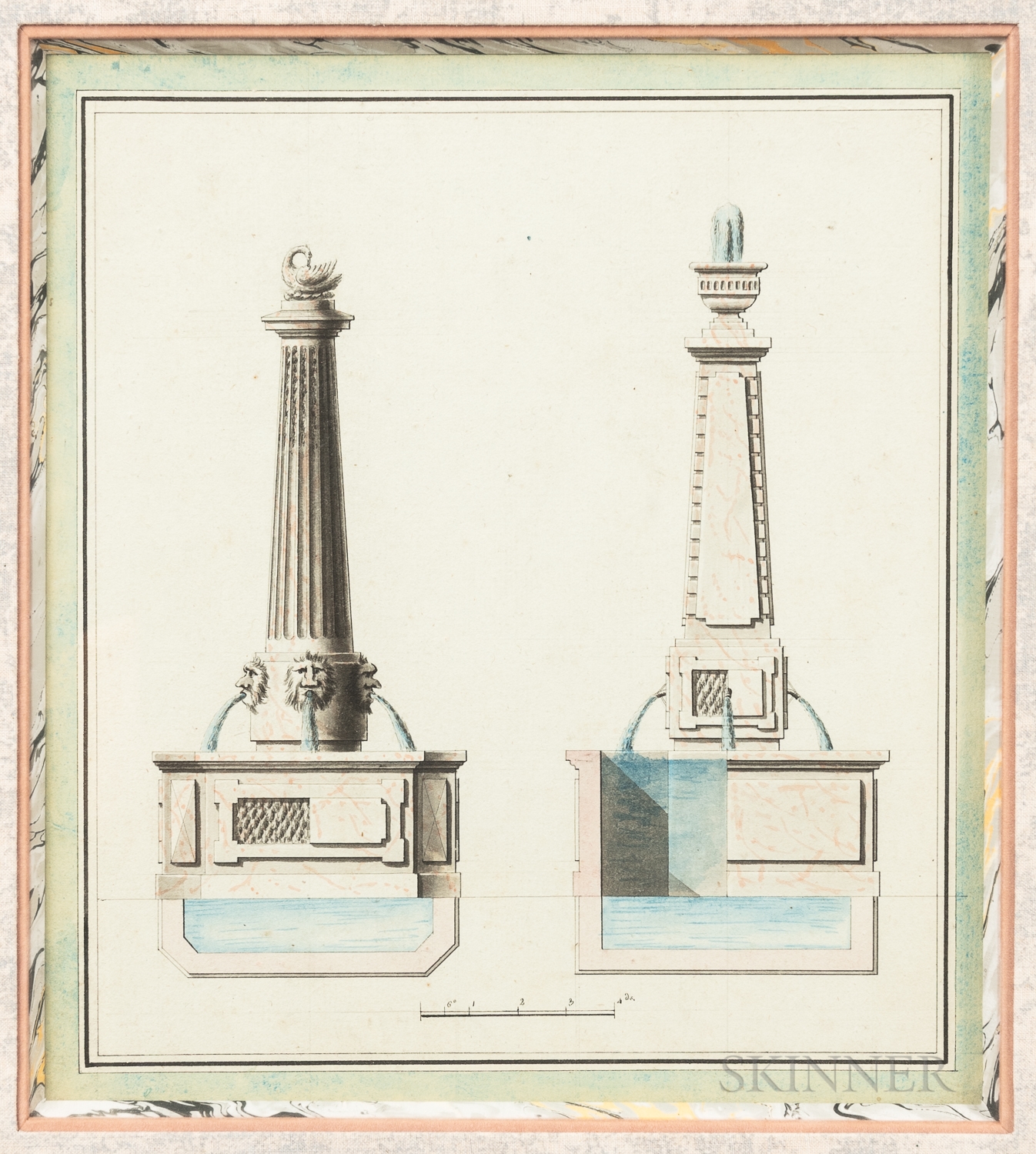 Gabriel Davioud | Six Architectural Renderings of Fountains and ...