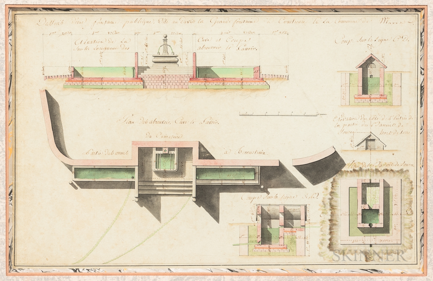 Gabriel Davioud | Six Architectural Renderings of Fountains and ...