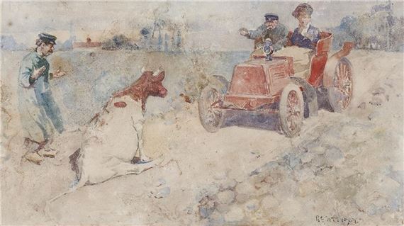B. E. Minns | The Stubborn Cow (1902) | MutualArt
