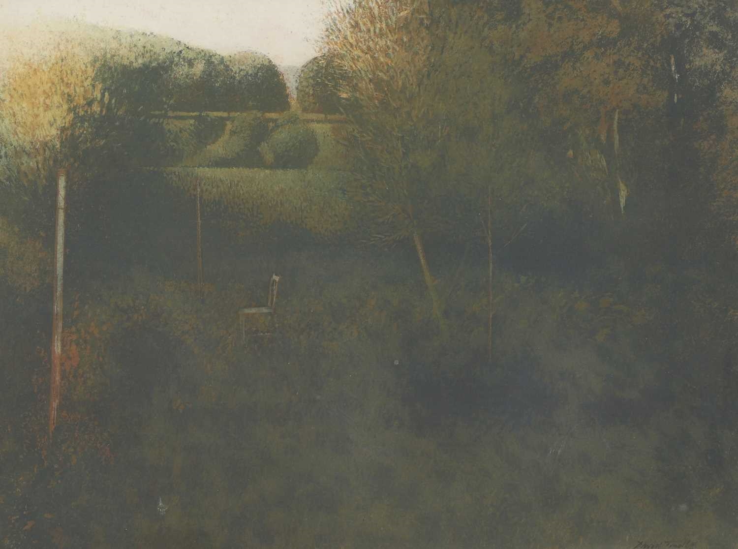 David Tindle | A garden with fields beyond etching | MutualArt
