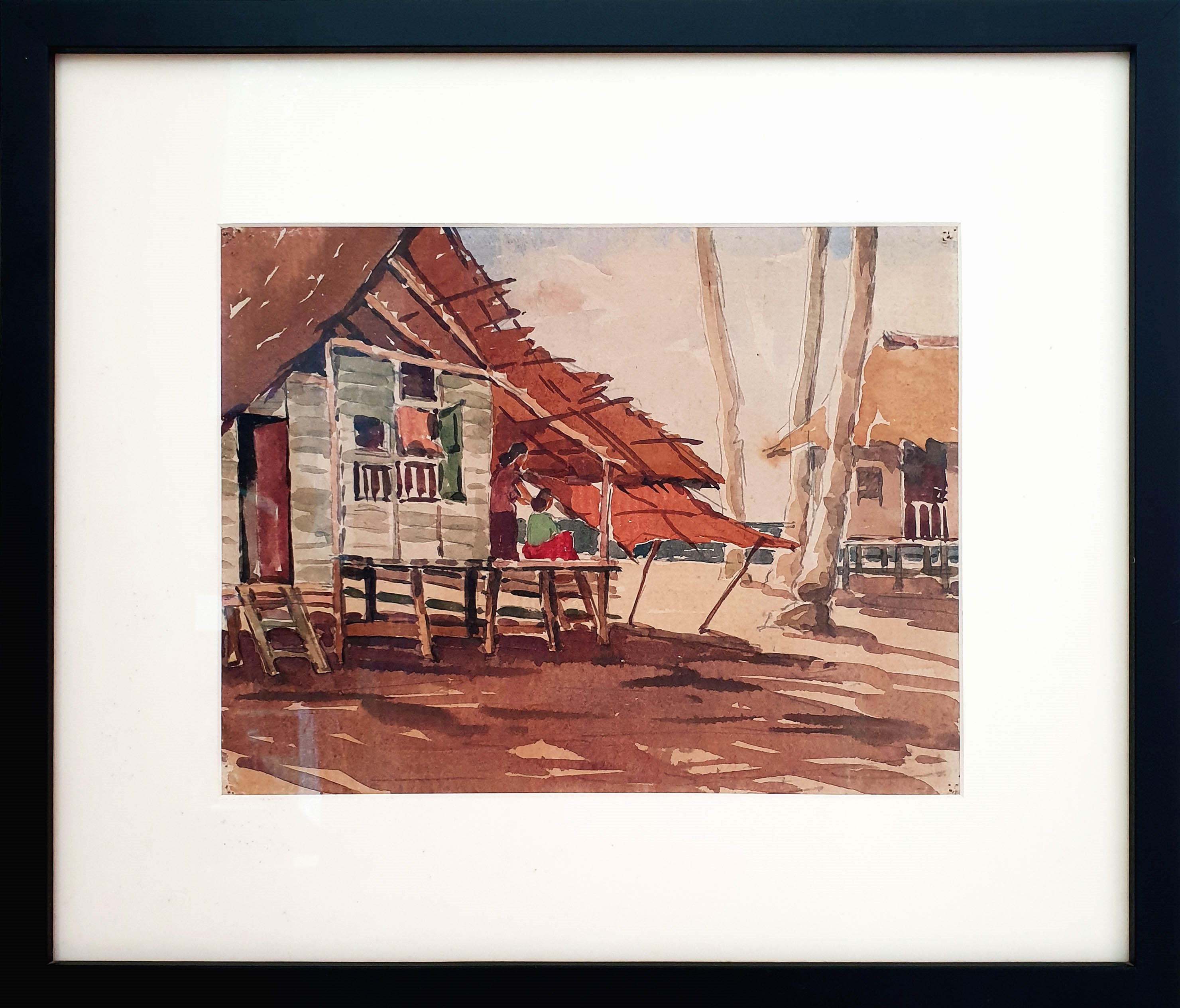 Lim Cheng Hoe | Kampong @ Tanah Merah (Circa 1947) | MutualArt