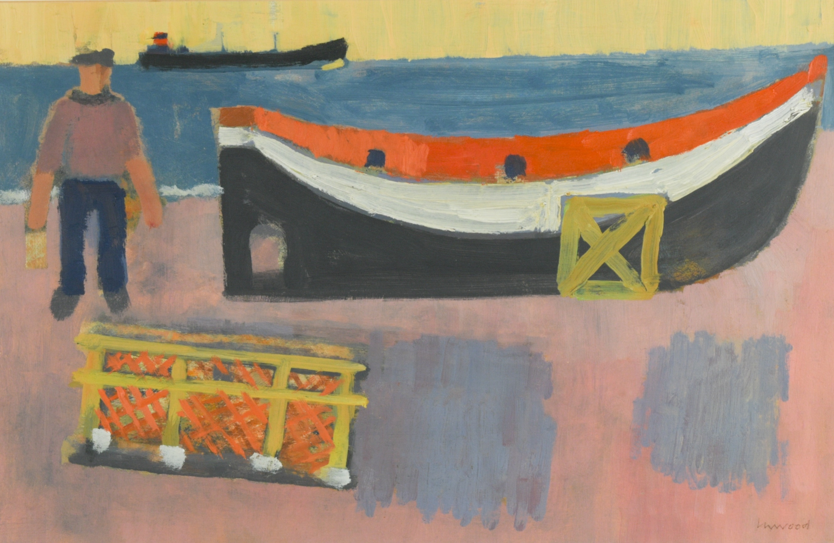 Derek Inwood | Fisherman beside his boat | MutualArt