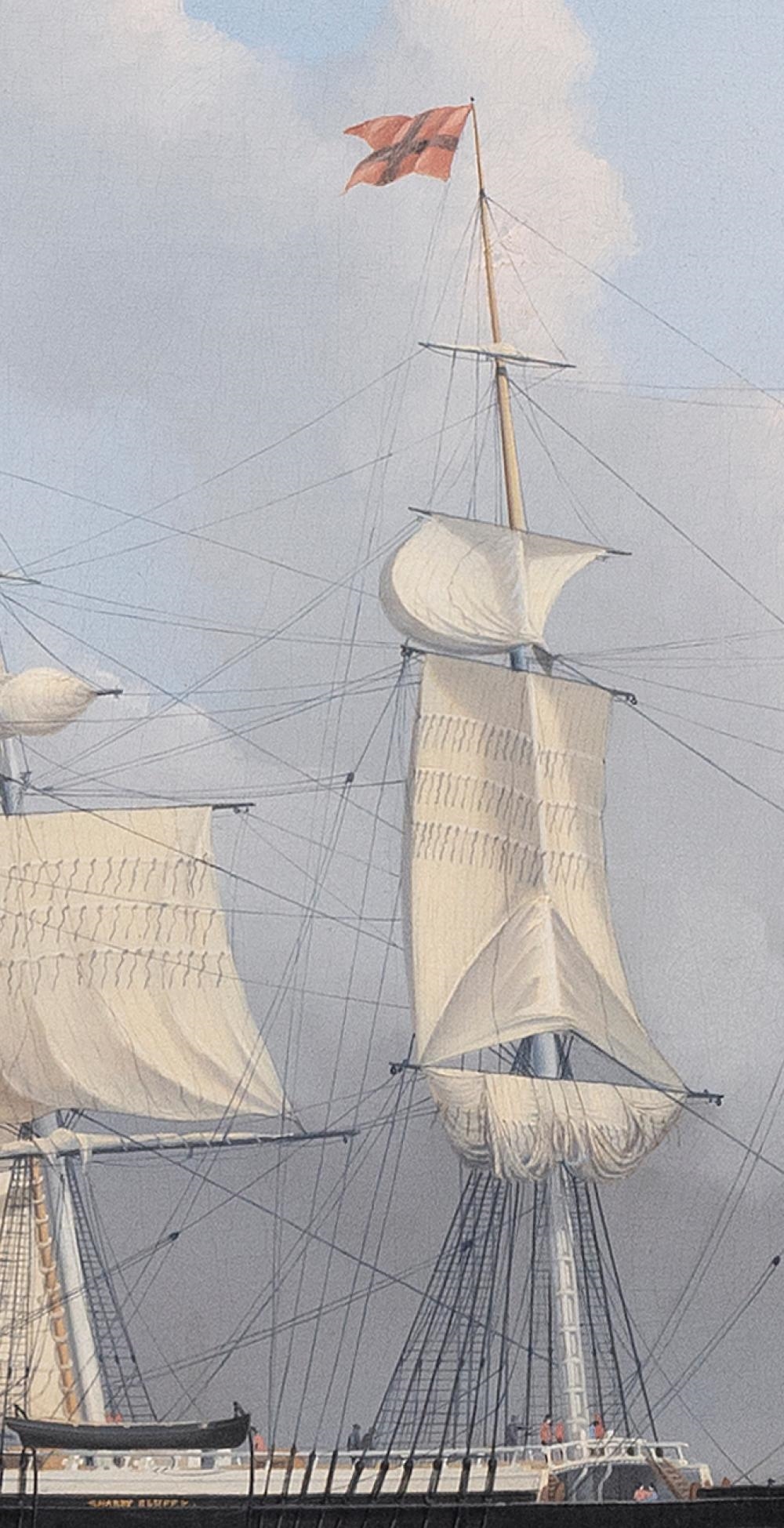 William Bradford | Starboard view portrait of the ship Harry Bluff ...