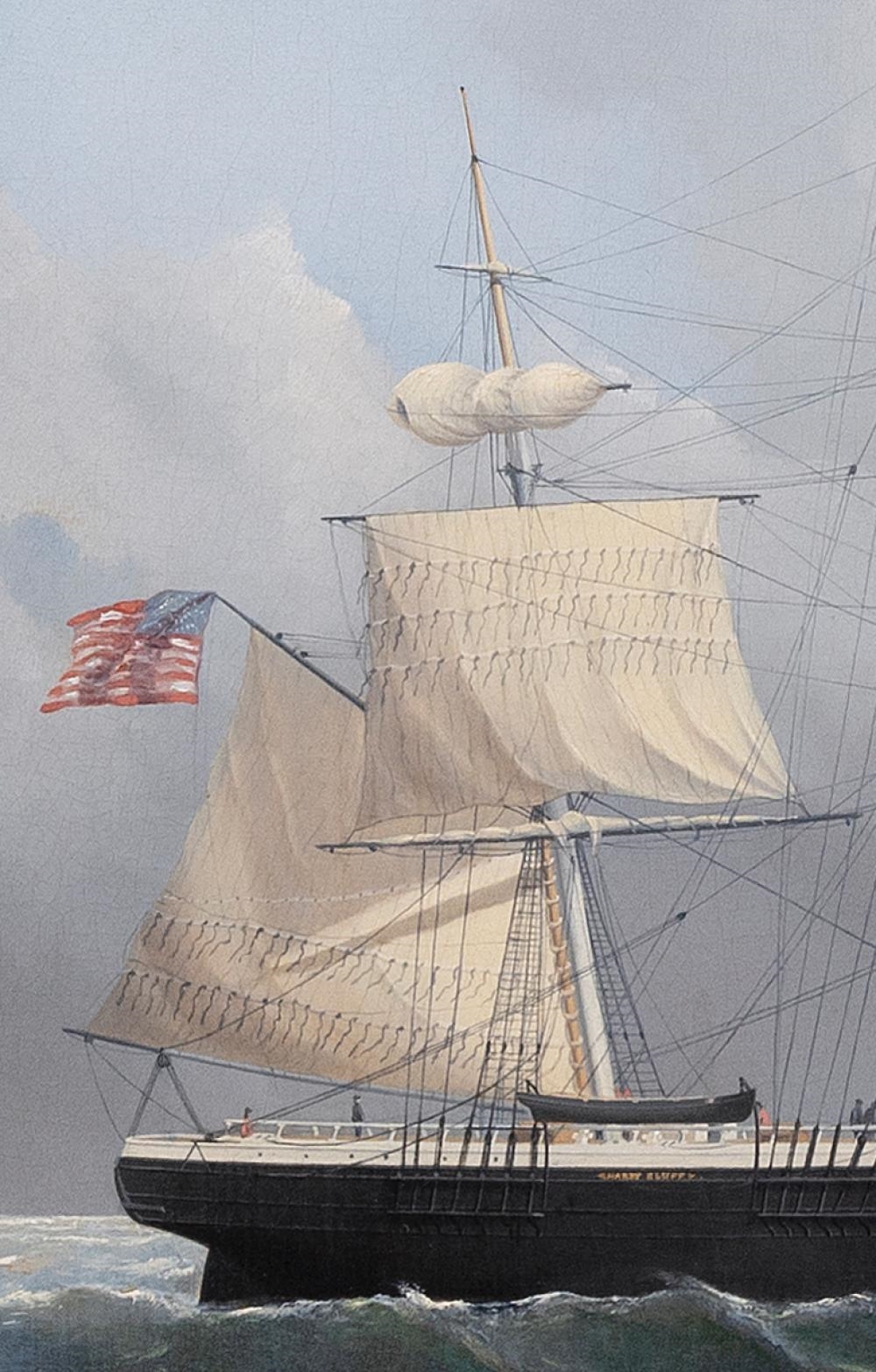 William Bradford | Starboard view portrait of the ship Harry Bluff ...