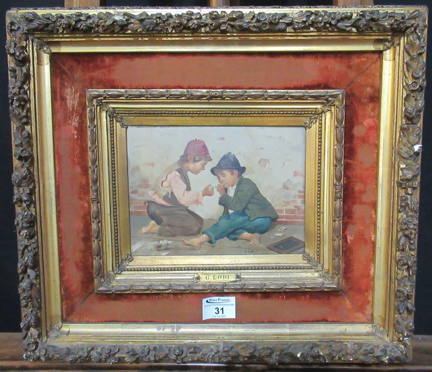 Gaetano Lodi | Two urchins smoking a cigarette | MutualArt