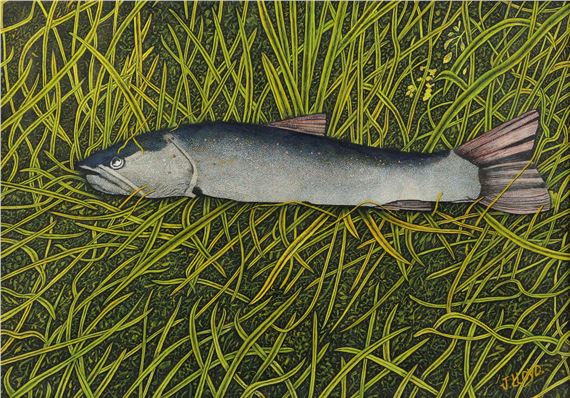 James Lloyd | Caught fish lying in grass | MutualArt