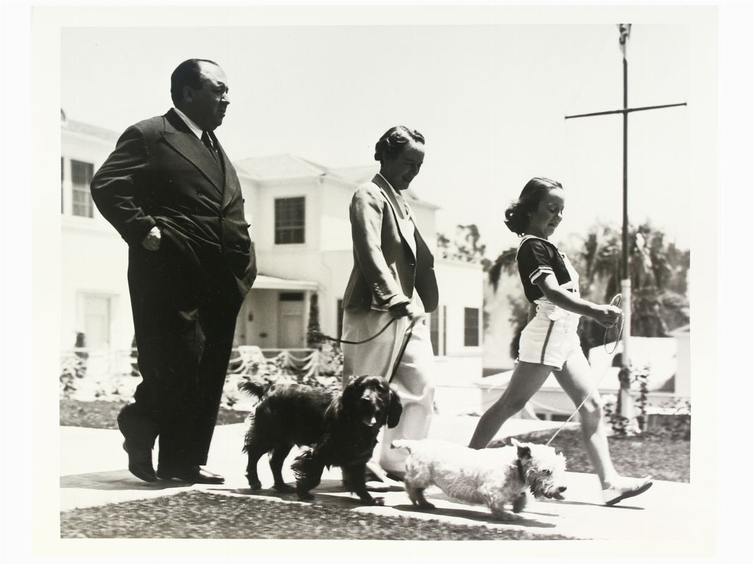 Peter Stackpole | Alfred Hitchcock with family and dogs | MutualArt