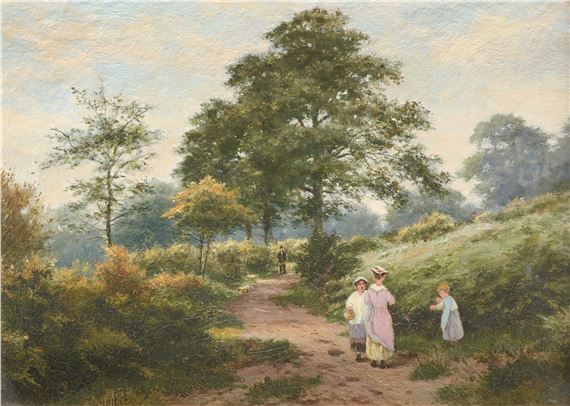 Julius Godet | Landscape with figures on a path | MutualArt