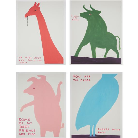 David Shrigley | ANIMALS SERIES (SET OF 4) - 2020 | MutualArt